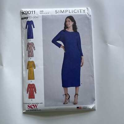 SIMPLICITY K9011 EASY-TO-SEW DRESS SEWING PATTERN STRETCH FABRIC USA 6 ...