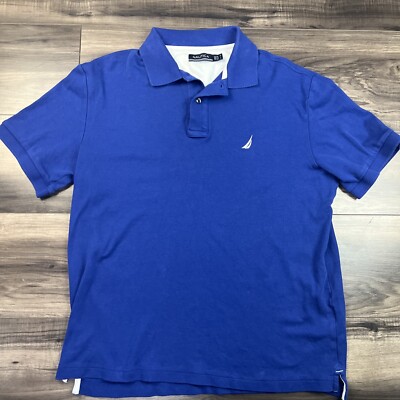 Nautica Shirt Mens Medium Blue Golf Rugby Casual Golfing Polo Short ...