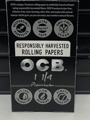 FULL BOX 24 packs of OCB 1 1/4 Size PREMIUM Rolling Papers 50 LEAVES ...