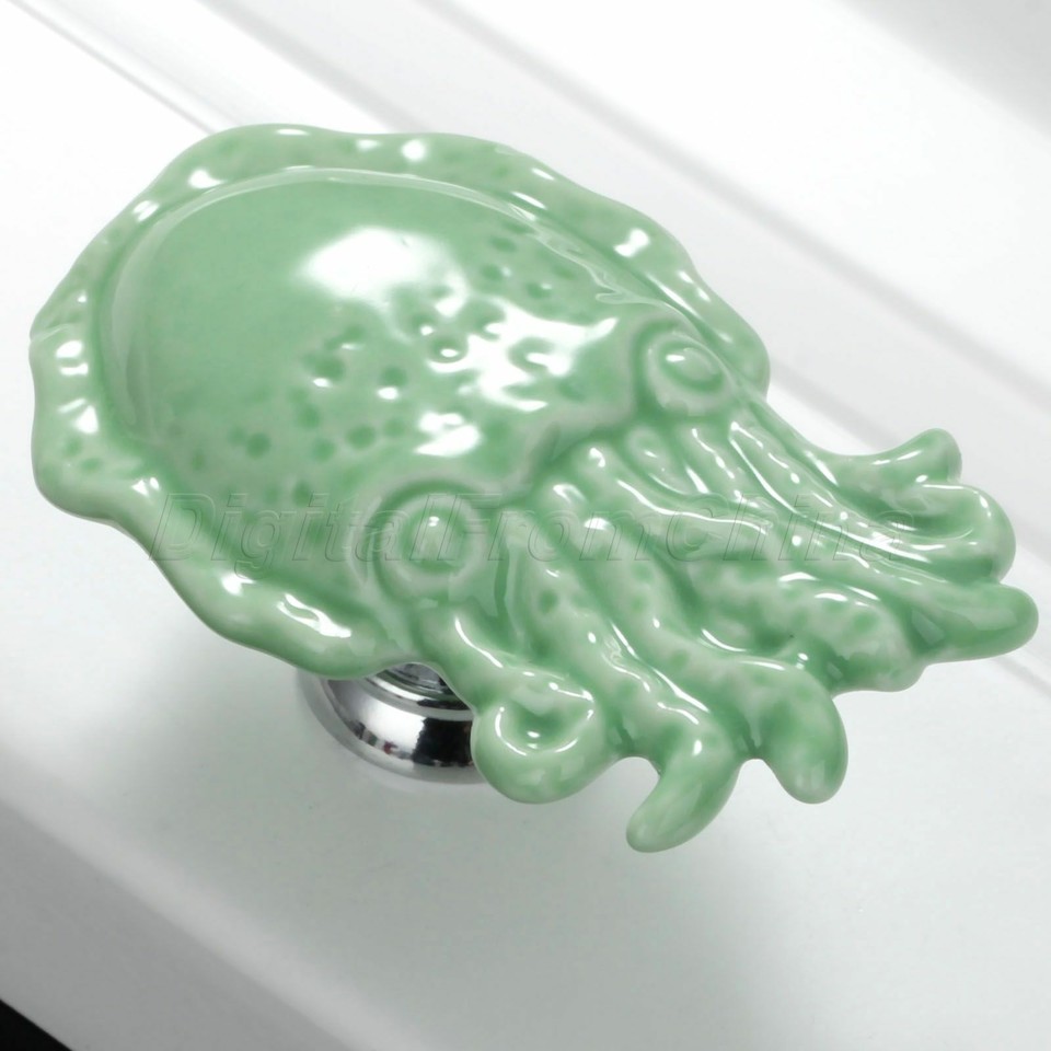 53*32*24mm Octopus Design Knobs Cabinet Wardrobe Ceramic Door Handles 7 ...