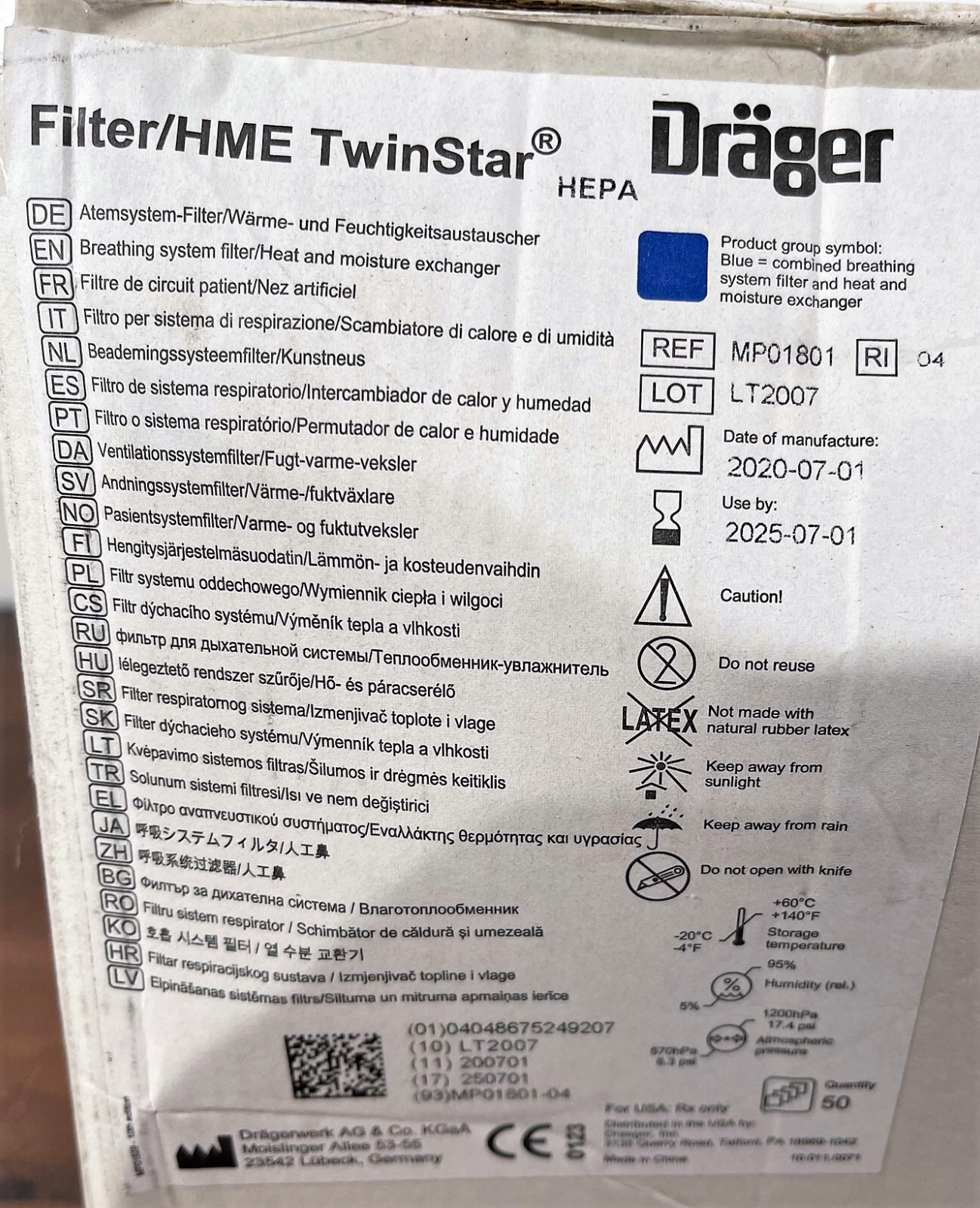 Case Draeger Medical Twinstar HME Filters HEPA Mechanical Filter ...