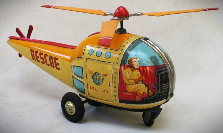 Vintage 1950's Tin Wind Up Helicopter Toy - Rescue - Bell 47 | eBay