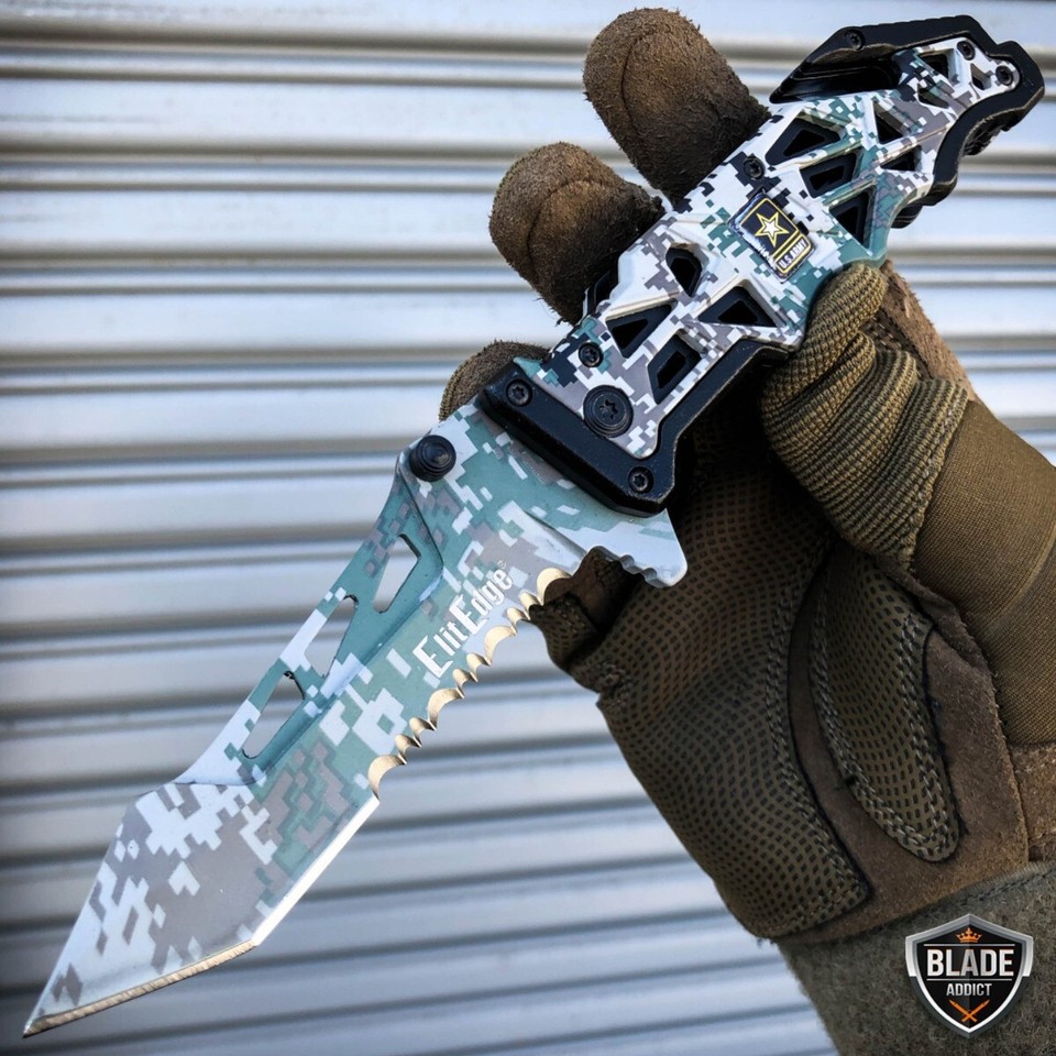 9" Military ARMY Tactical Spring Assisted Open Folding Rescue Pocket ...