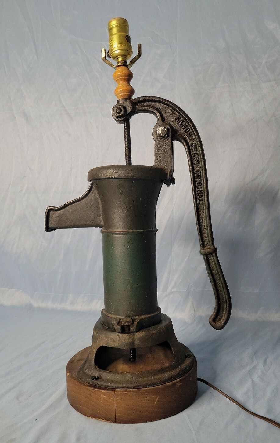 Rare! Green Vintage Ranch Craft Original Water Well Hand Pump Lamp Cast ...