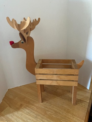 Reindeer Christmas Flower Basket Planter Wood Box | eBay