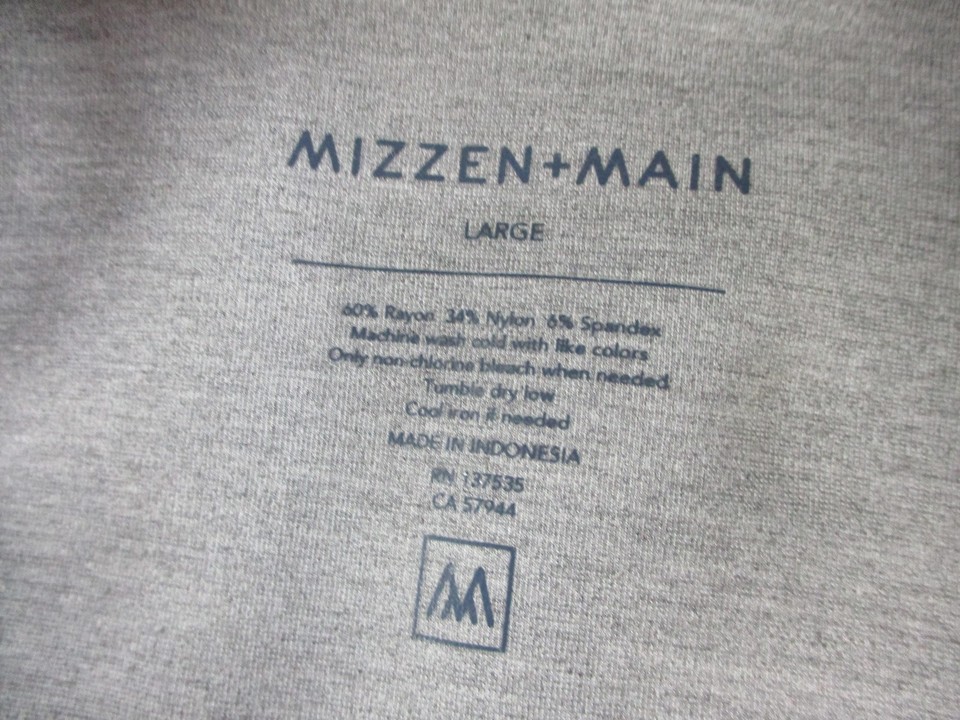 Mizzen & Main Jacket Mens Large Gray Full Zip Performance Sweater Mock ...