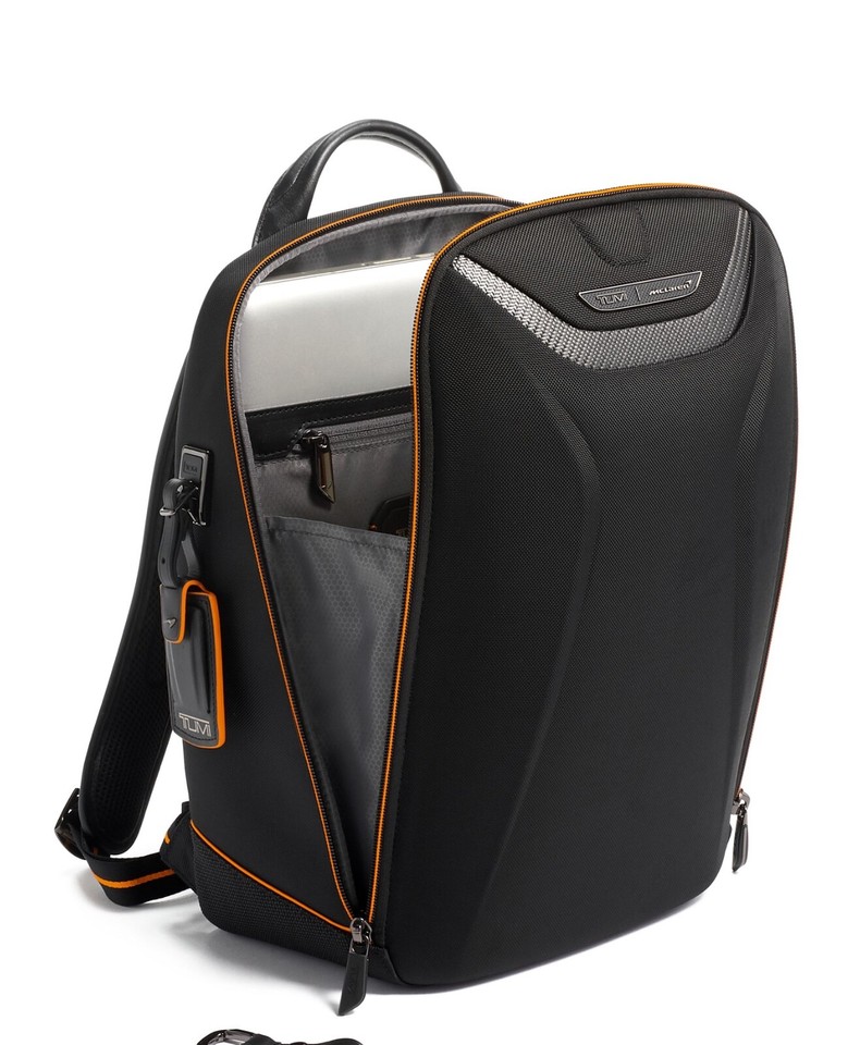 NEW Tumi MCLAREN HALO 14.5” Backpack - BLACK with PAPAYA accents ️ ️ | eBay