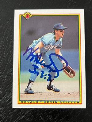 SIGNED BASEBALL CARD AUTO KEVIN SEITZER KANSAS CITY ROYALS 1990 BOWMAN ...