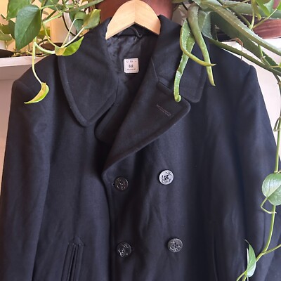 US NAVY ~ Sz 44R ~ Vtg 1990 100% Wool Peacoat Military Issue ...