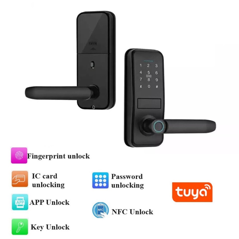 Smart Electronic Door Lock WIFI Tuya APP Fingerprint IC Card Password ...