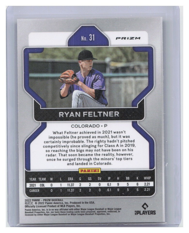 Ryan Feltner 2022 Prizm Baseball - #31 RED - Colorado Rockies | eBay