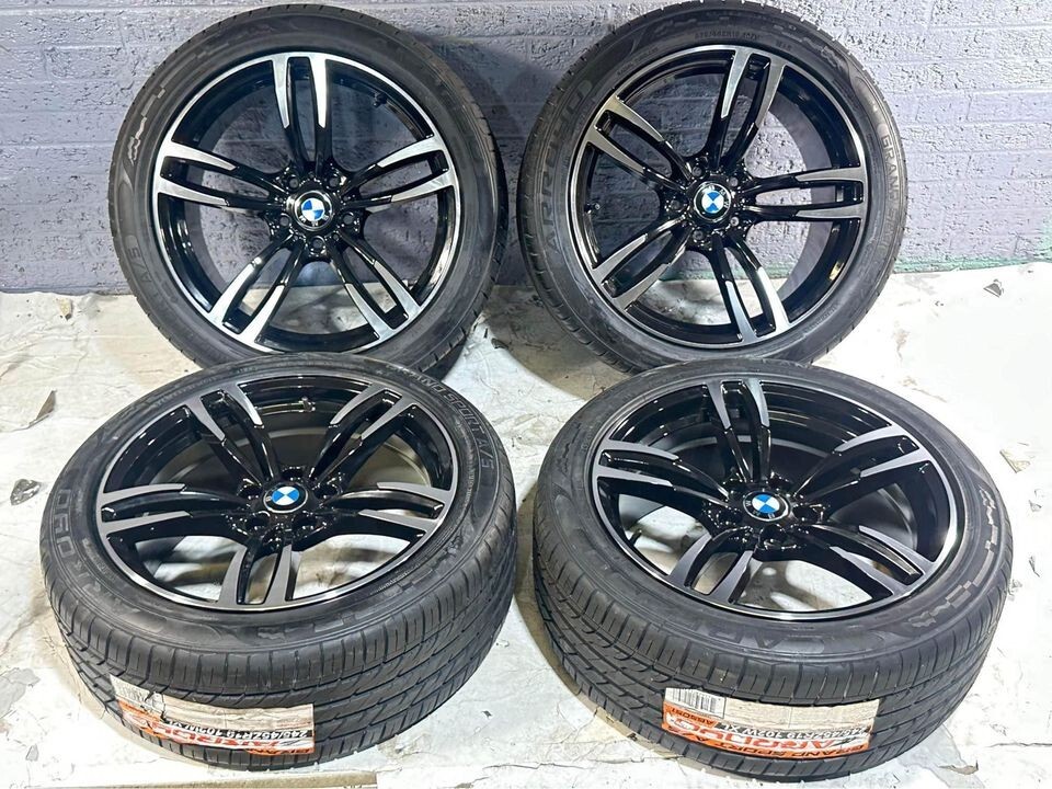 19" Gloss Black Machined M Style Wheels 5x112 Rims Tires BMW 2 3 4 5 M2 ...