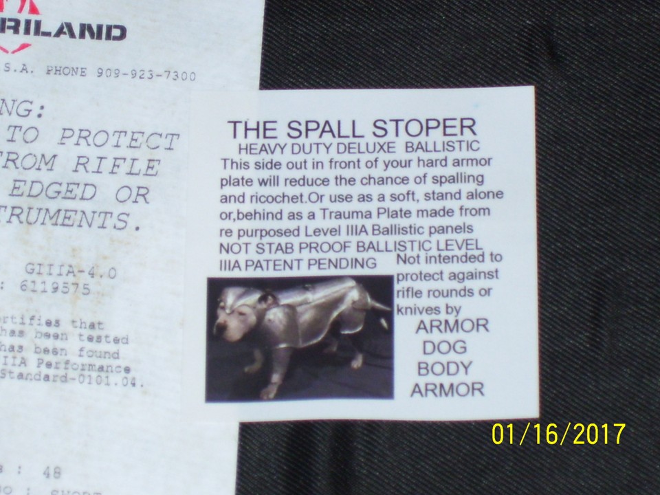 BULLETPROOF Shototers Cut & Spall 1Trauma Plate Level IIIA 10"X12" Body ...