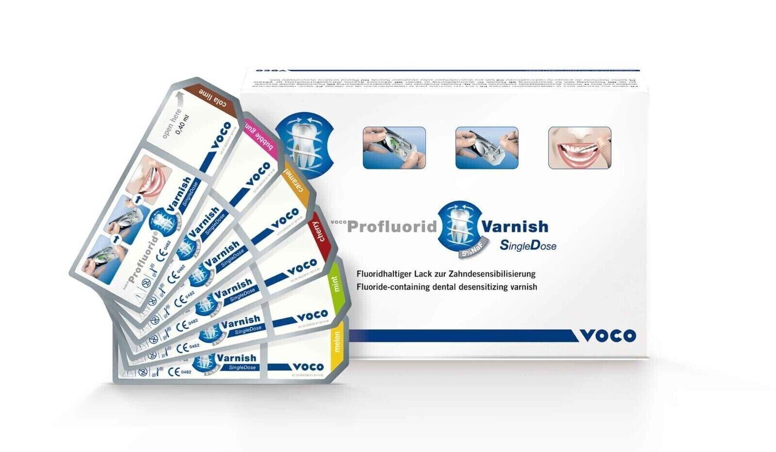 Voco Profluorid Varnish Single Doses Mix (Cherry,Melon,Caramel,Mint ...