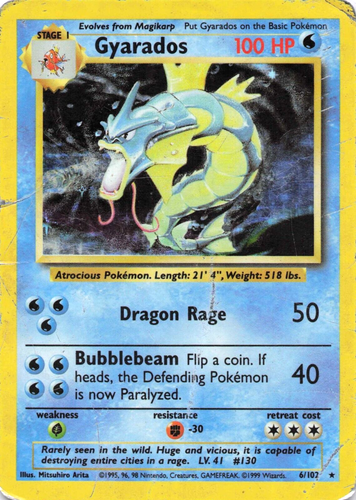 Pokémon TCG - Gyarados #6/102 - Base Set - Holo Rare - HP | eBay