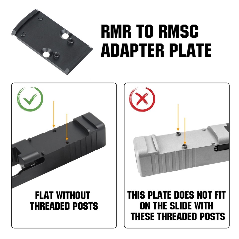 ohhunt Red Dot Mount Adapter Plate for RMR Cut Slide to RMSc Footprint ...