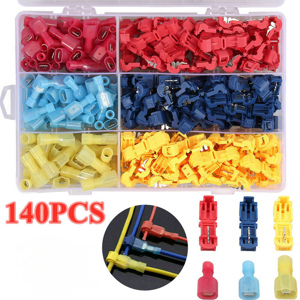 240Pcs Quick Splice T-Tap Insulated Crimp Terminals Kit Spade Wire ...