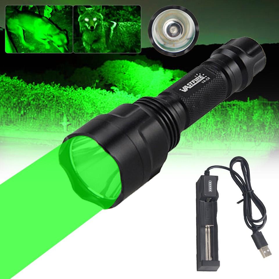 1000 Yards Green LED Hunting Light Predator Flashlight Coyote Hog Scope ...