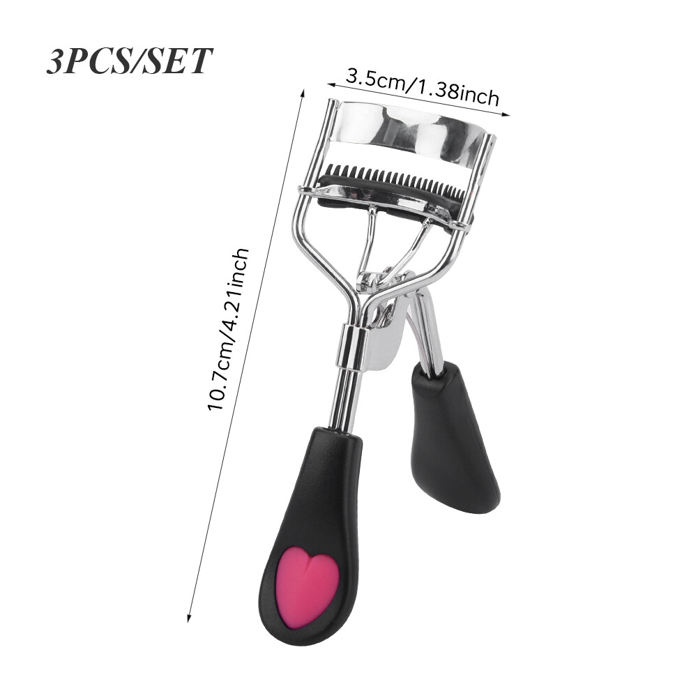 3pcs Manual Long Lasting Makeup Tool Mini Portable Eyelash Curler Built ...