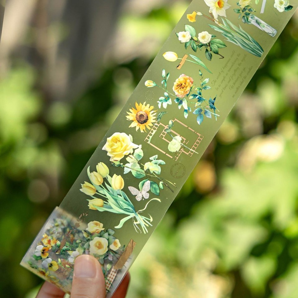 Flowers Plants Adhesive PET Tape Journal Planner Stickers Scrapbooking ...
