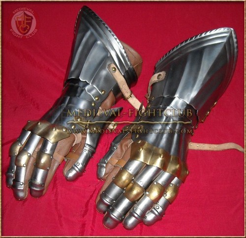 Gothic Fluted Gauntlets - Brass accents - Large | eBay Australia