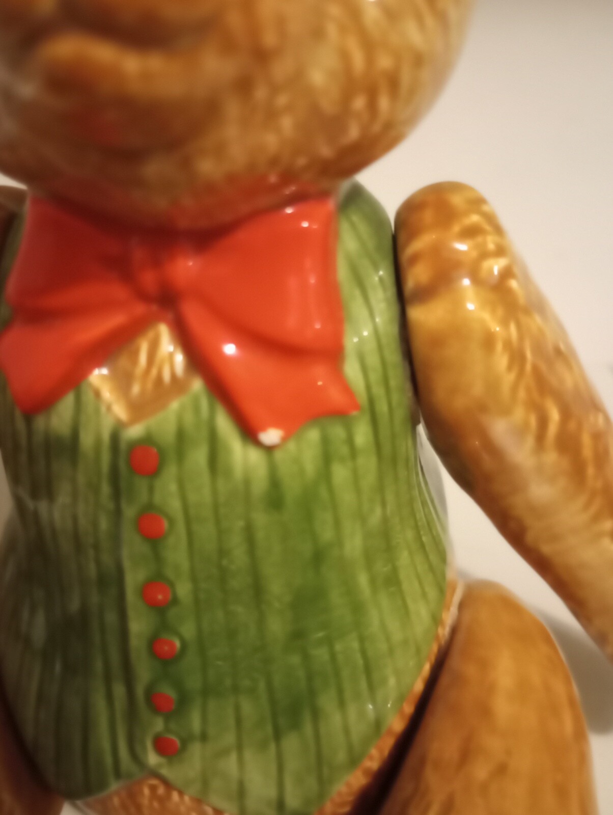 SCHMID CERAMIC, JOINTED MUSICAL TEDDY BEAR PLAYS "THE ENTERTAINER ...