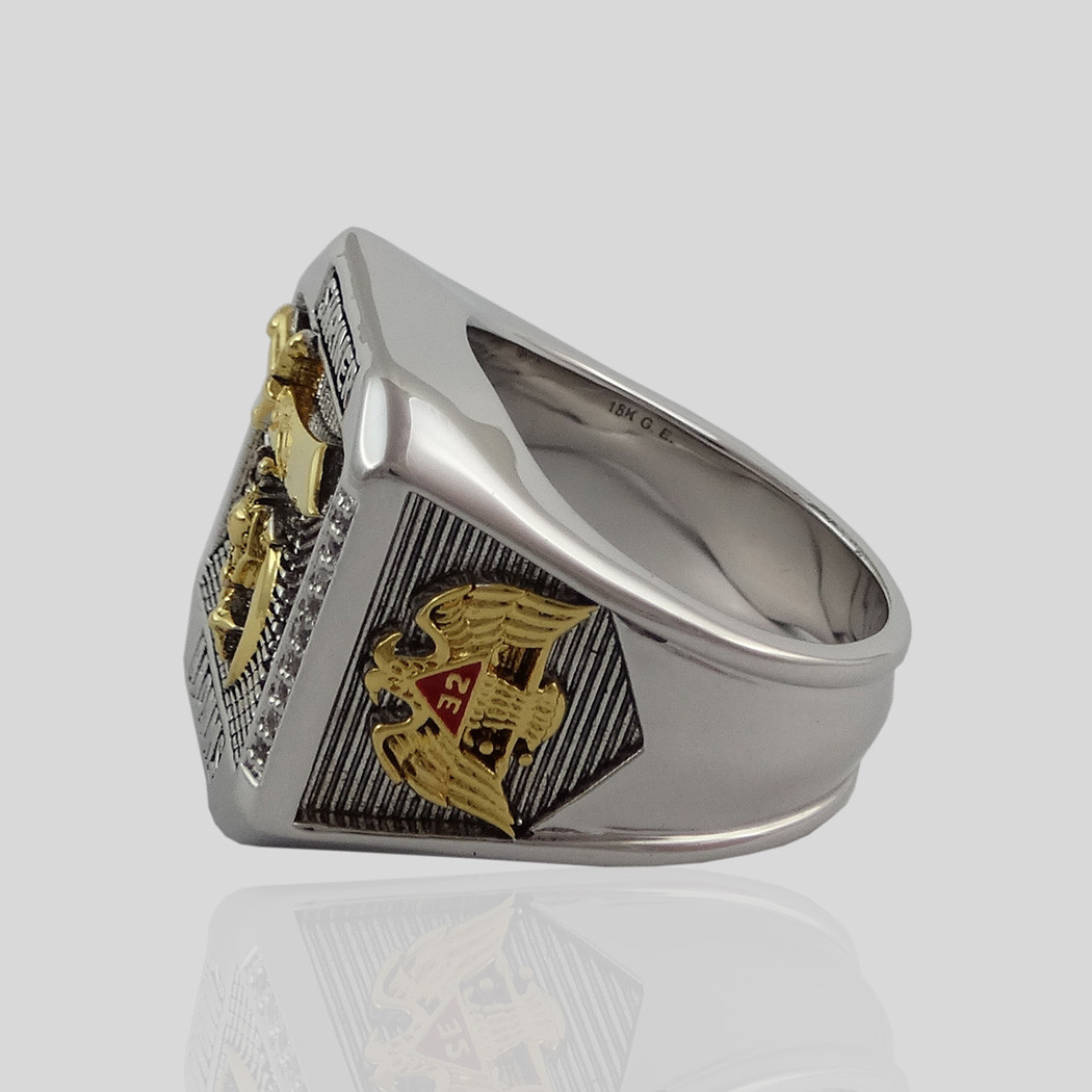 Masonic Shriner Scottish Rite 32 Degree Ring 18K Gold Plated Templar by ...