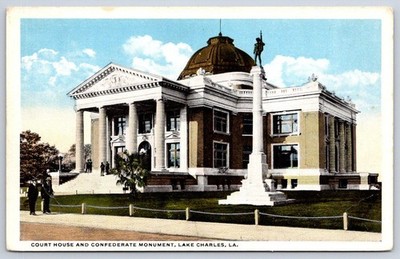 Vintage Louisiana Postcard LAKE CHARLES Courthouse Monument 1910s | eBay