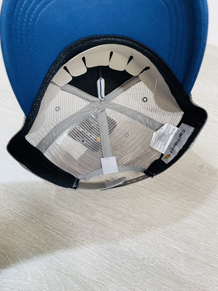 Carhartt Snapback Truckers Hat Blue Mesh OSFA New Cool Max Sweat Band ...