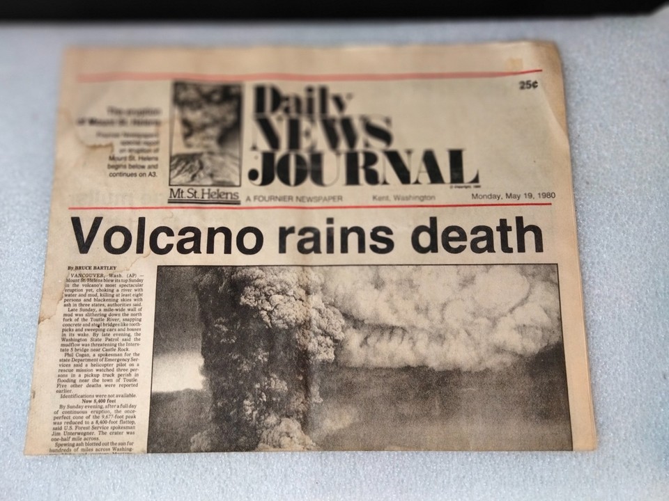 1980 Newspaper Front Page Mt. St. Helens Volcano Eruption | eBay
