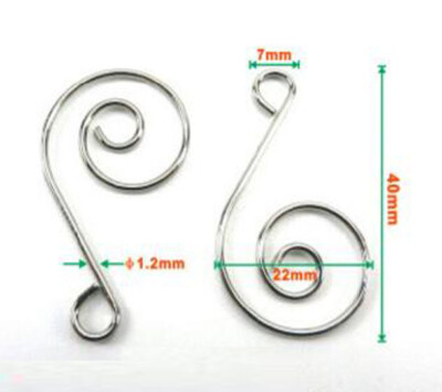 100pcs Silver Plated Swirl Scroll Wire Christmas Tree Ornament Hook ...