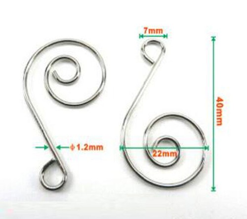 100pcs Silver Plated Swirl Scroll Wire Christmas Tree Ornament Hook ...