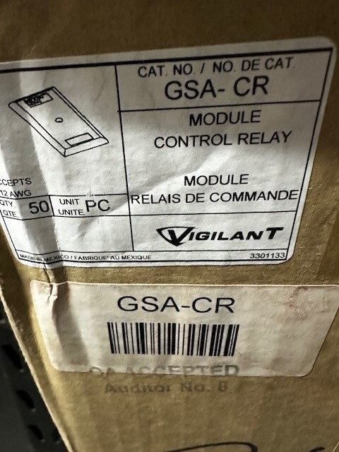 2, NEW VIGILANT / EST GSA-CR RELAY MODULE (25 LOTS OF 2 EACH AVAIL ...