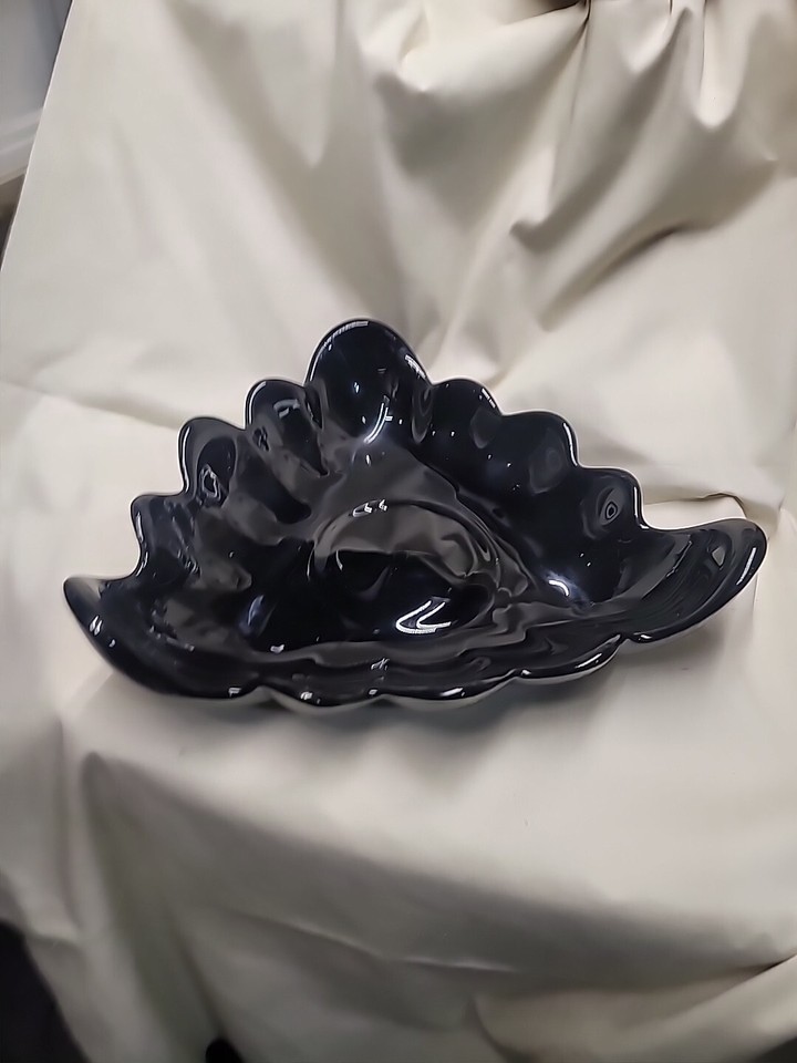 Vintage Black Tiara Glass Triangle Shaped Three Corner Centerpiece Bowl ...