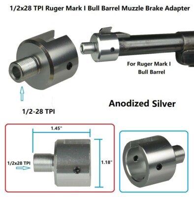 Ruger .22 Mark I-3 1/2x28 TPI Muzzle Adapter,Bull For Accessories ...