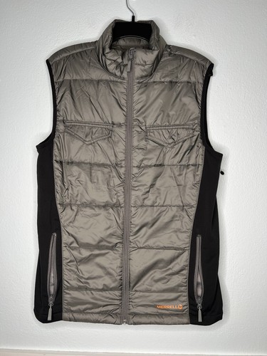 Merrell Vest Mens Large Puffer Gray Full Zip Select Warm Dry Hiking ...