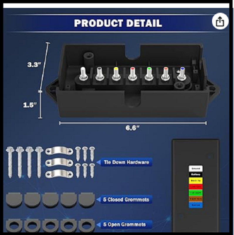 7 Way Trailer Junction Box Weatherproof 7 Pin Trailer Wiring Box 7 ...