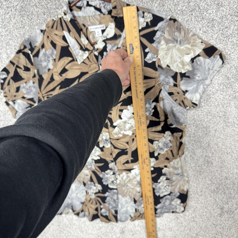 Croft & Barrow Shirt XL Floral Hawaiian Tropical Noir Retro 90s Grunge ...