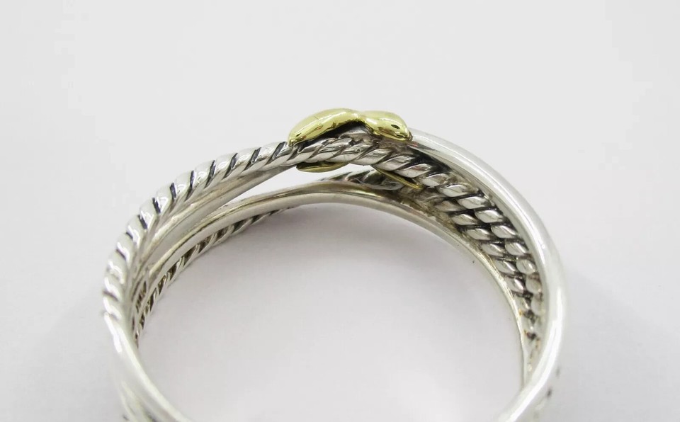 David Yurman X Crossover Band Ring 18K Yellow Gold Sterling Silver Size ...