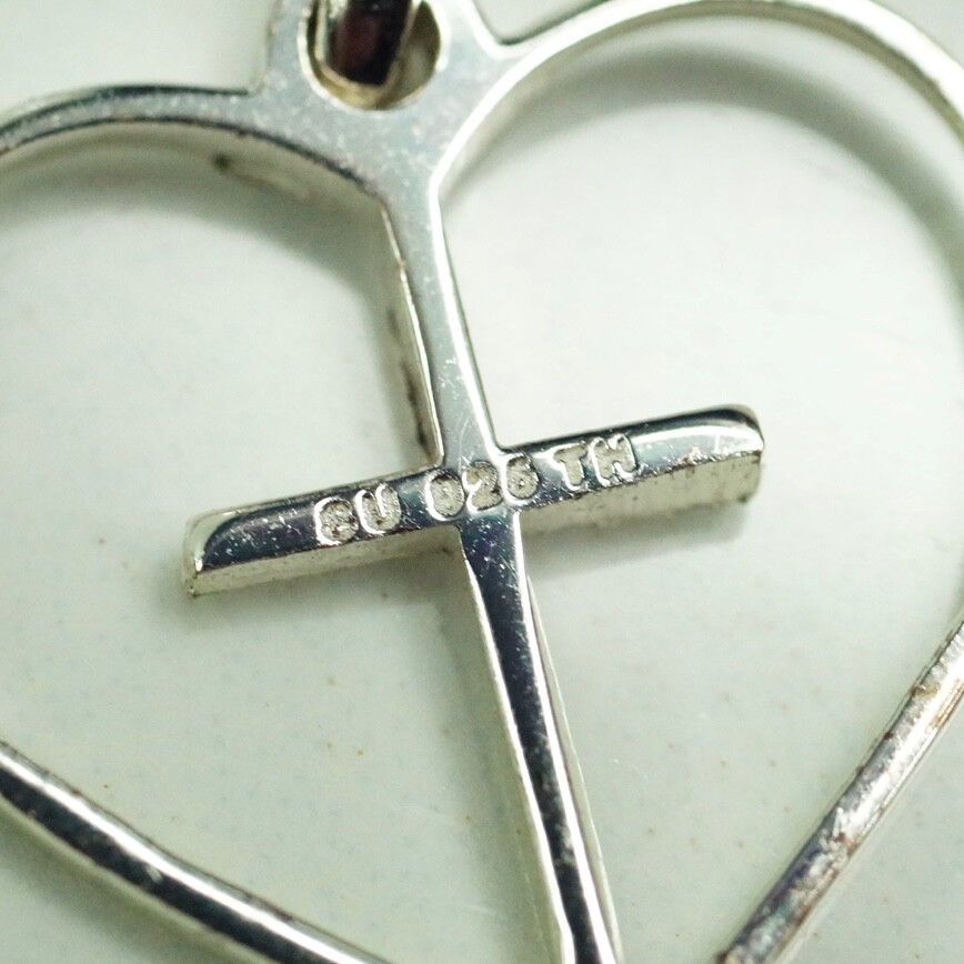 Sterling Silver Simple Cross In Heart Pendant Thailand | eBay