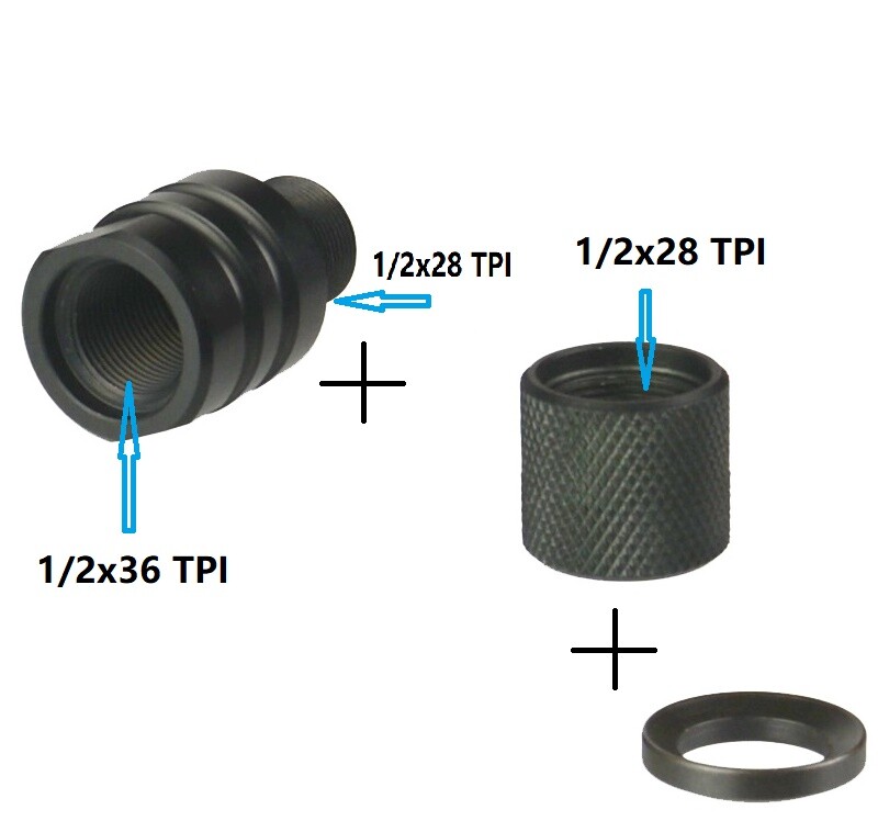 Adapter Convert 1/2x36 1/2"-36 TPI to1/2x28+1/2-28 Thread P+1/2 Washer ...