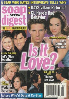 Soap Opera Digest June 25, 2002 REBECCA HERBST-STEVE BURTON-PHIL CAREY ...