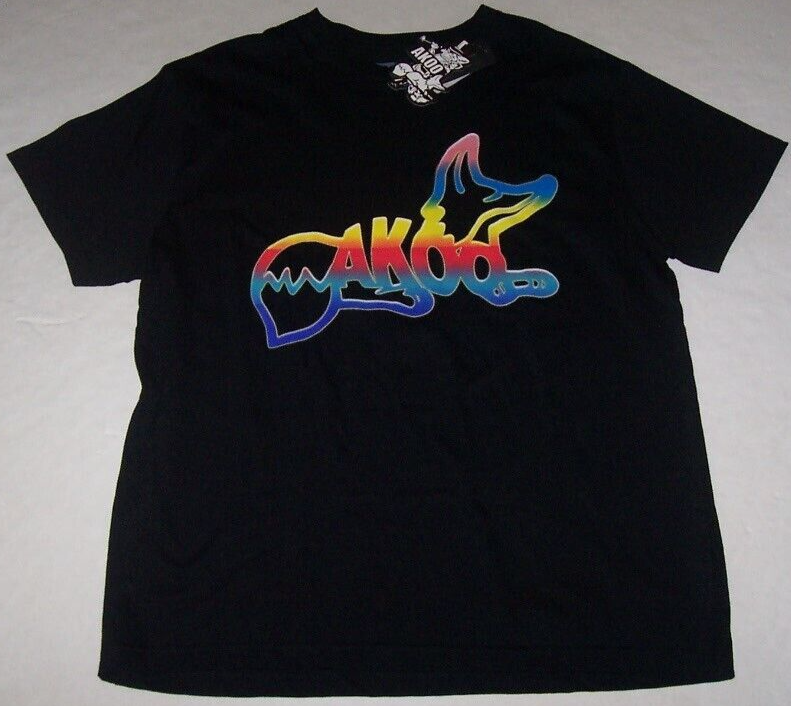 NWT AKOO Black/Colorful SIGNATURE SNOBBY SLICK FOX 100% Cotton T-Shirt ...