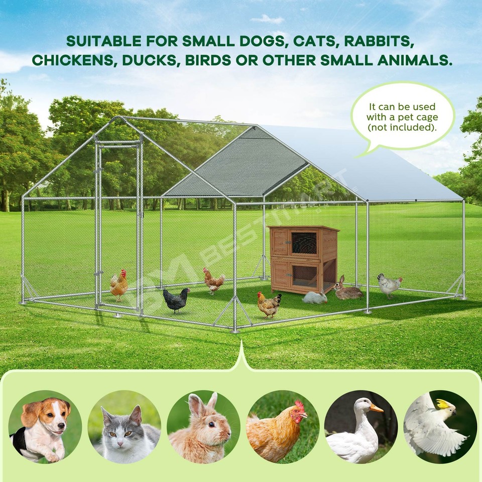 Chicken Coop Run Dog Pet Enclosure Chook Pen Walk In Shelter Rabbit ...