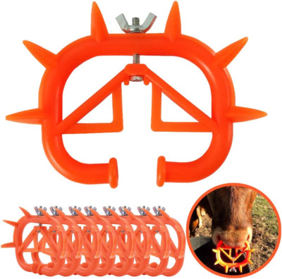 TIHOOD 10PCS Cow Nose Ring Farm Livestock Animal Weaner Red Plastic ...