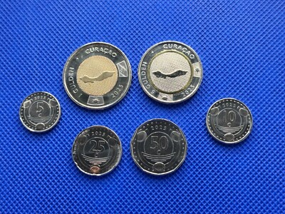 Curacao 6 Coin Set - 5, 10, 25, 50 Cents & 1, 5 Caribbean Guilders 2025 ...