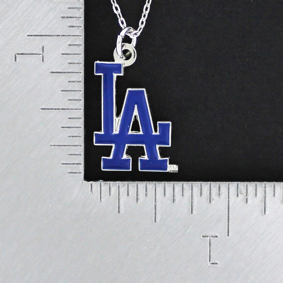 LOS ANGELES DODGERS Necklace - Pewter Enamel Charm LA Letters Pro ...