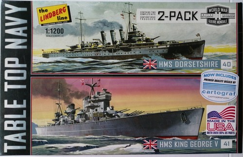 Lindberg 439 WW2 PACK 2 BATEAUX : HMS DORSETSHIRE -HMS KING GEORGE V 1/ ...