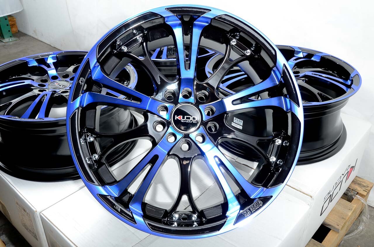 17x7 Black Blue Wheels Rims 5 Lugs Dodge Avenger Caliber Edge Honda ...
