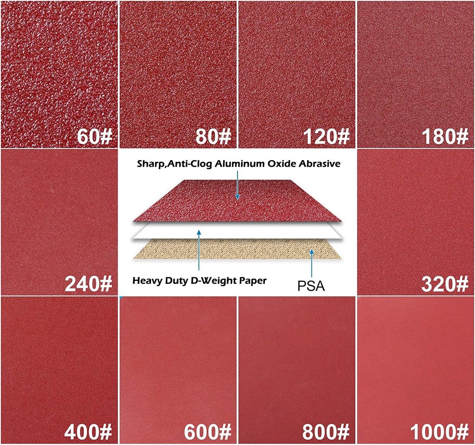 100PCS 60-1000 Grit Sticky Back Sandpaper 6 inch PSA Self Adhesive ...